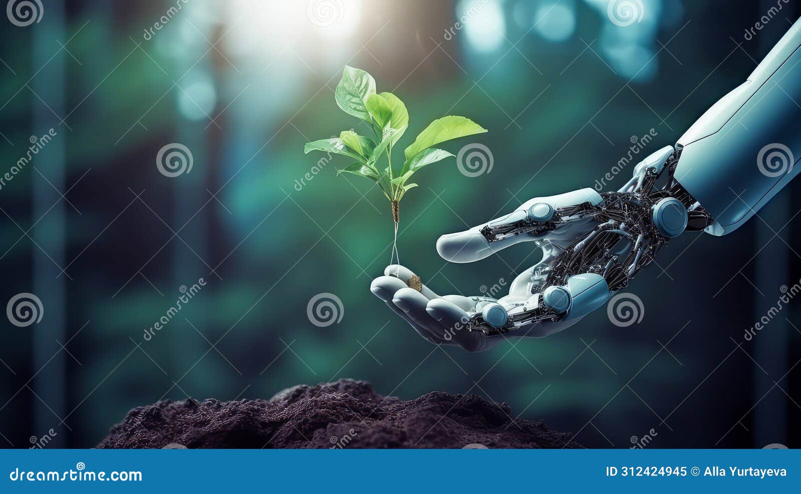 Robot and Green Energy stock illustration. Illustration of digital ...