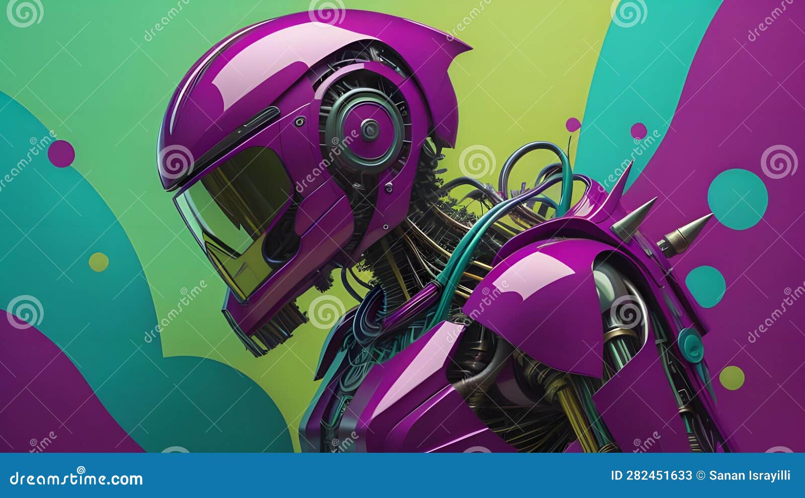 A Robot in a Green and Purple Background. Generative Ai Stock ...