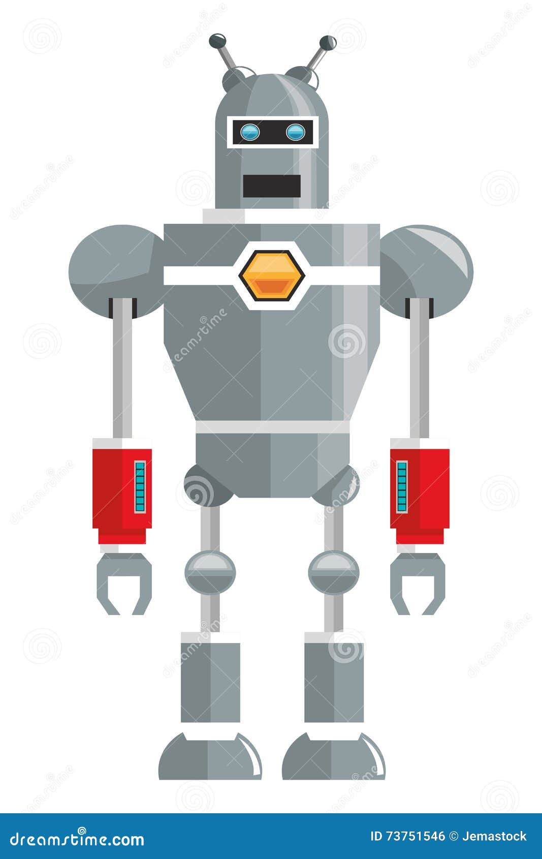 Robot Gris Colorido Con El Icono De Dos Antenas Stock de ilustración ...
