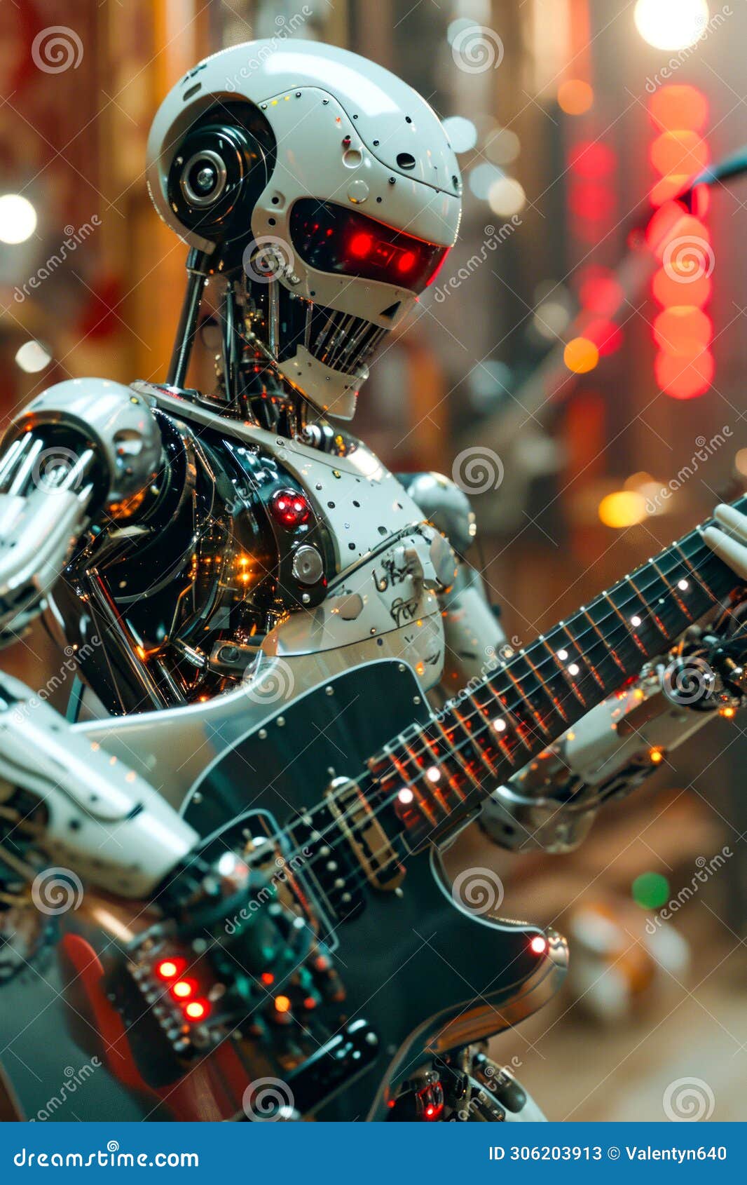 Robot with Guitar is Playing the Electric Guitar. Generative AI Stock ...