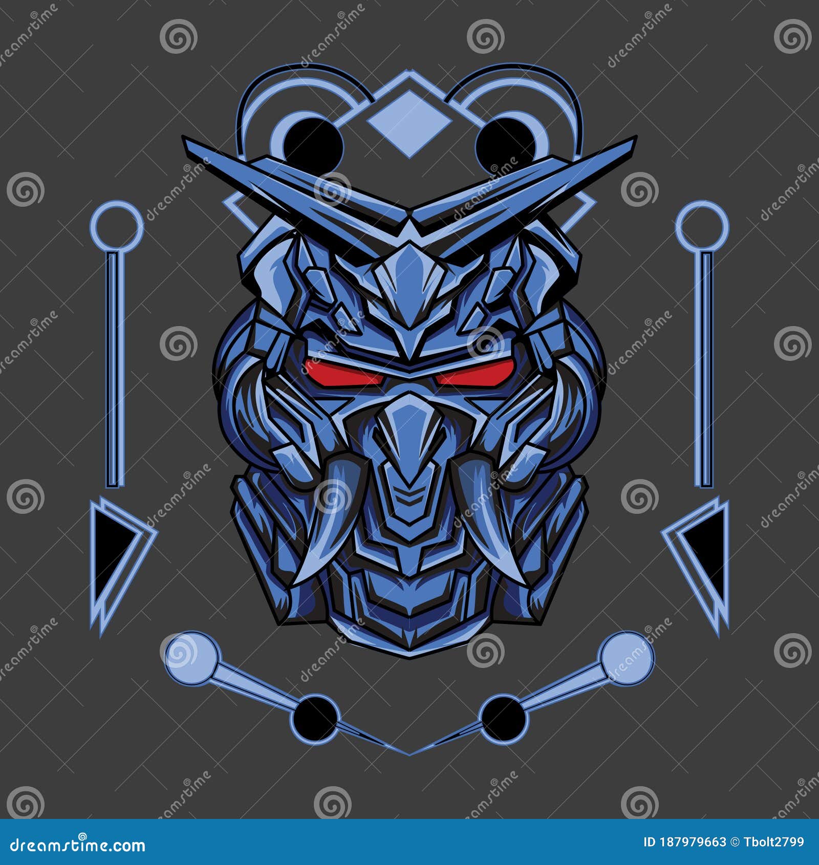 Robot Gundam Blue stock illustration. Illustration of concept - 187979663