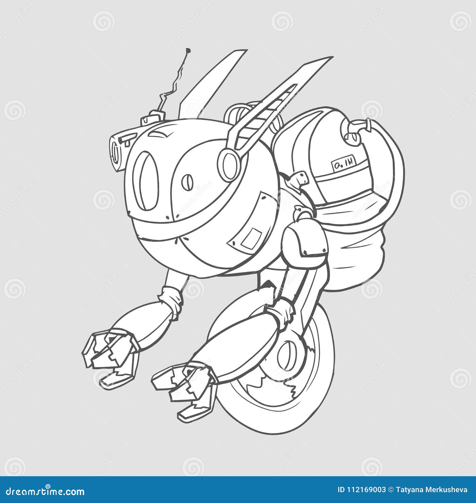 A Robot with a Gyro on One Wheel, Artificial Intelligence. Contour ...