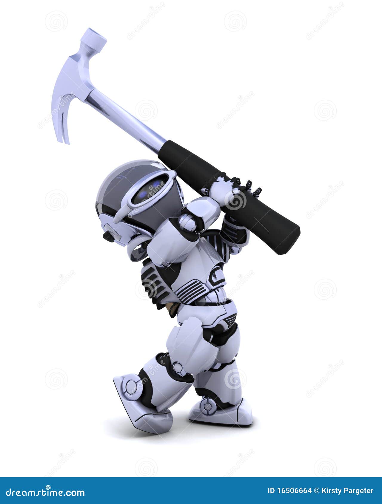 Robot with hammer stock illustration. Illustration of modern - 16506664