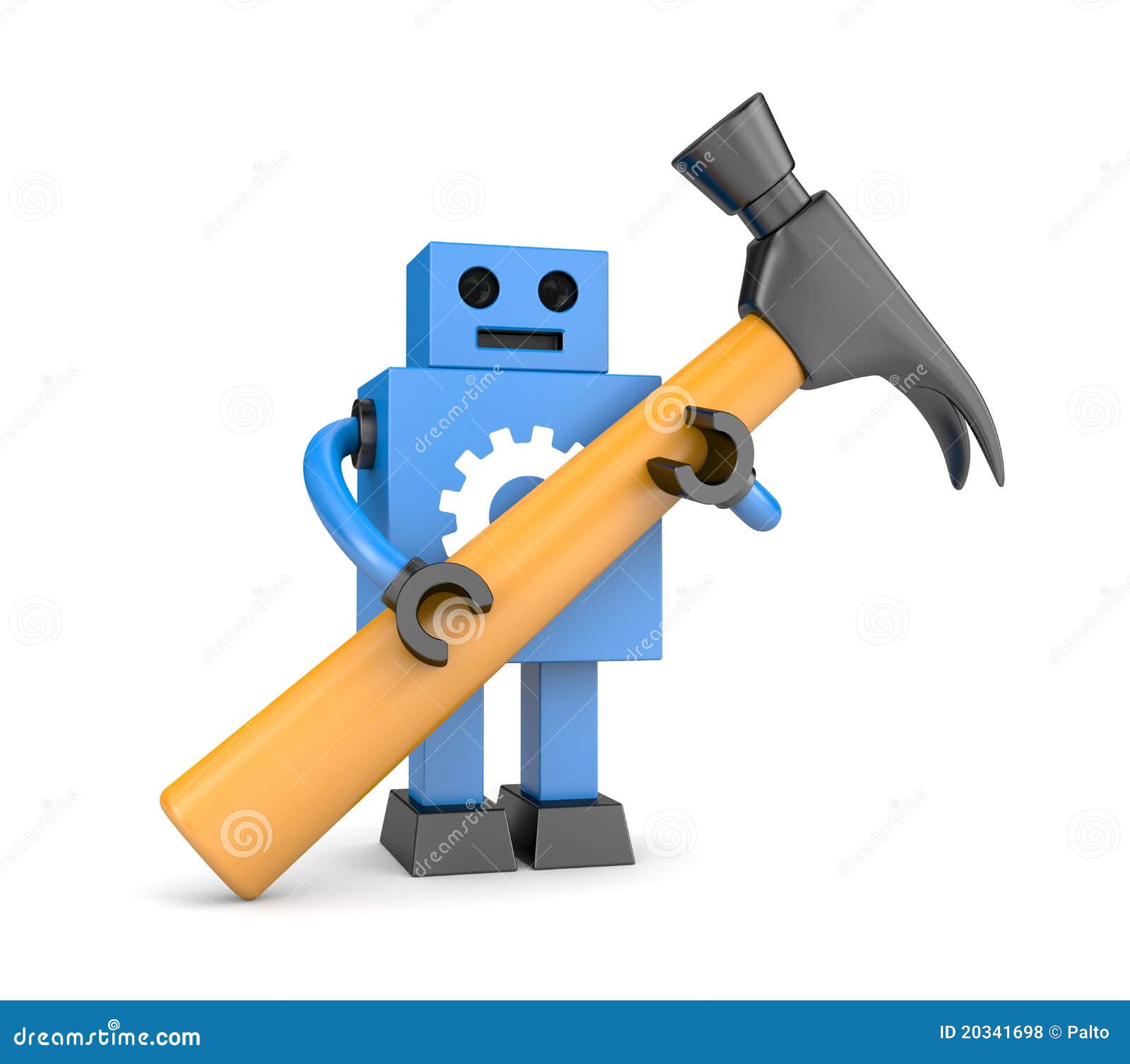 Robot with hammer stock illustration. Illustration of cyber - 20341698