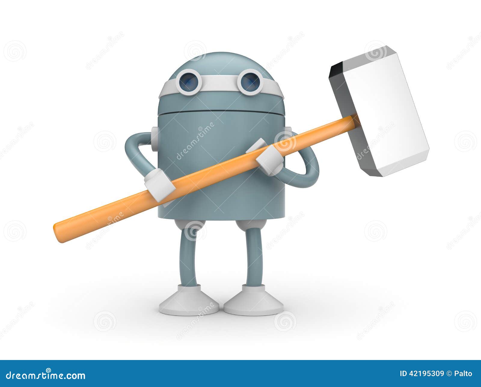 Robot with hammer stock illustration. Illustration of technologies ...