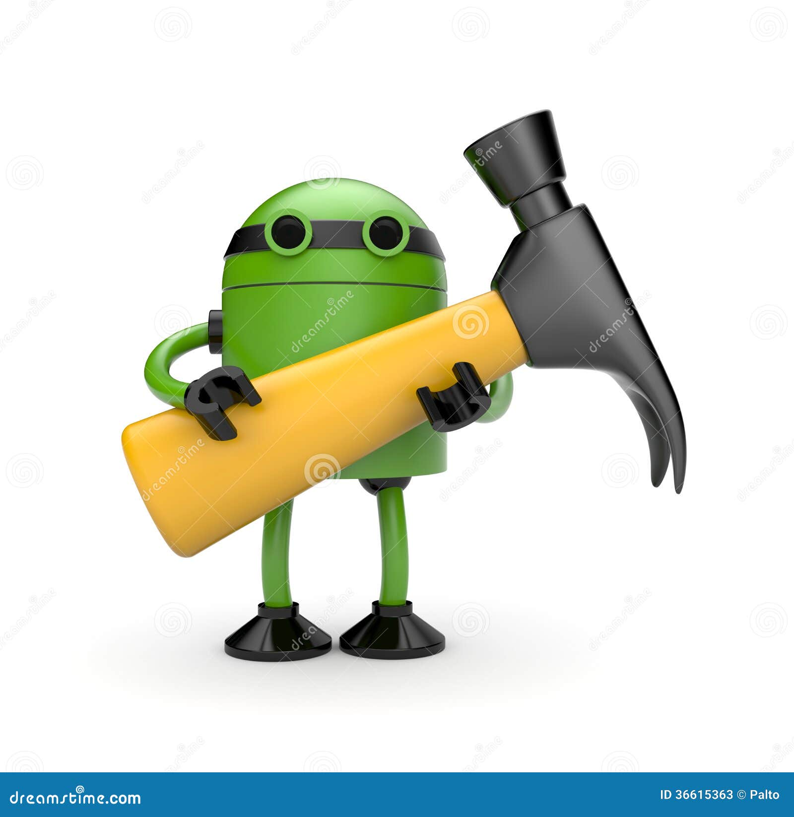 Robot with hammer stock illustration. Illustration of cyber - 36615363