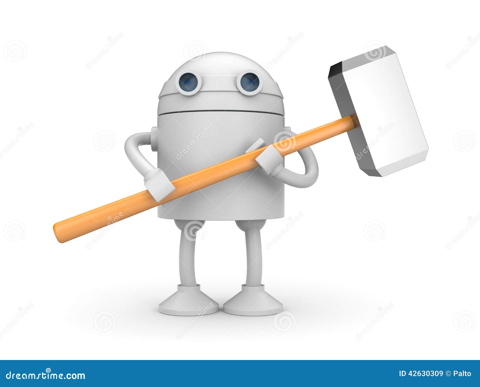 Robot with hammer stock illustration. Illustration of tool - 42630309
