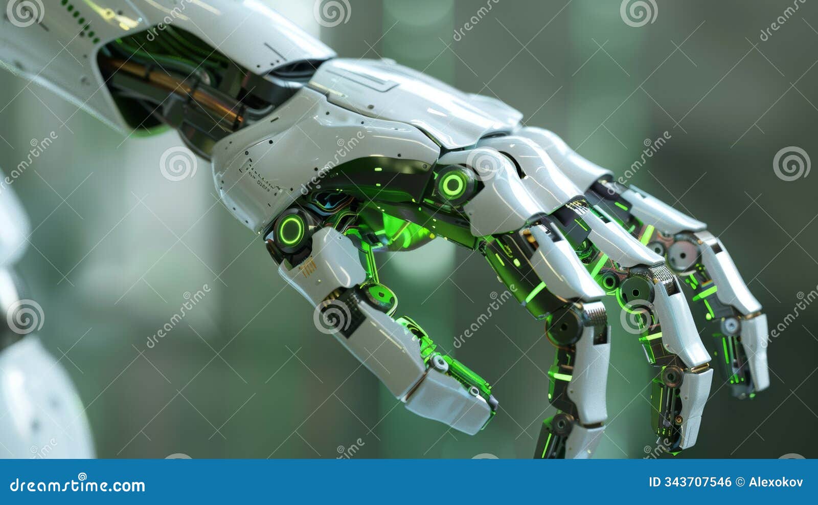 Robot Hand in Action on Green Background, AI and Machine Learning ...