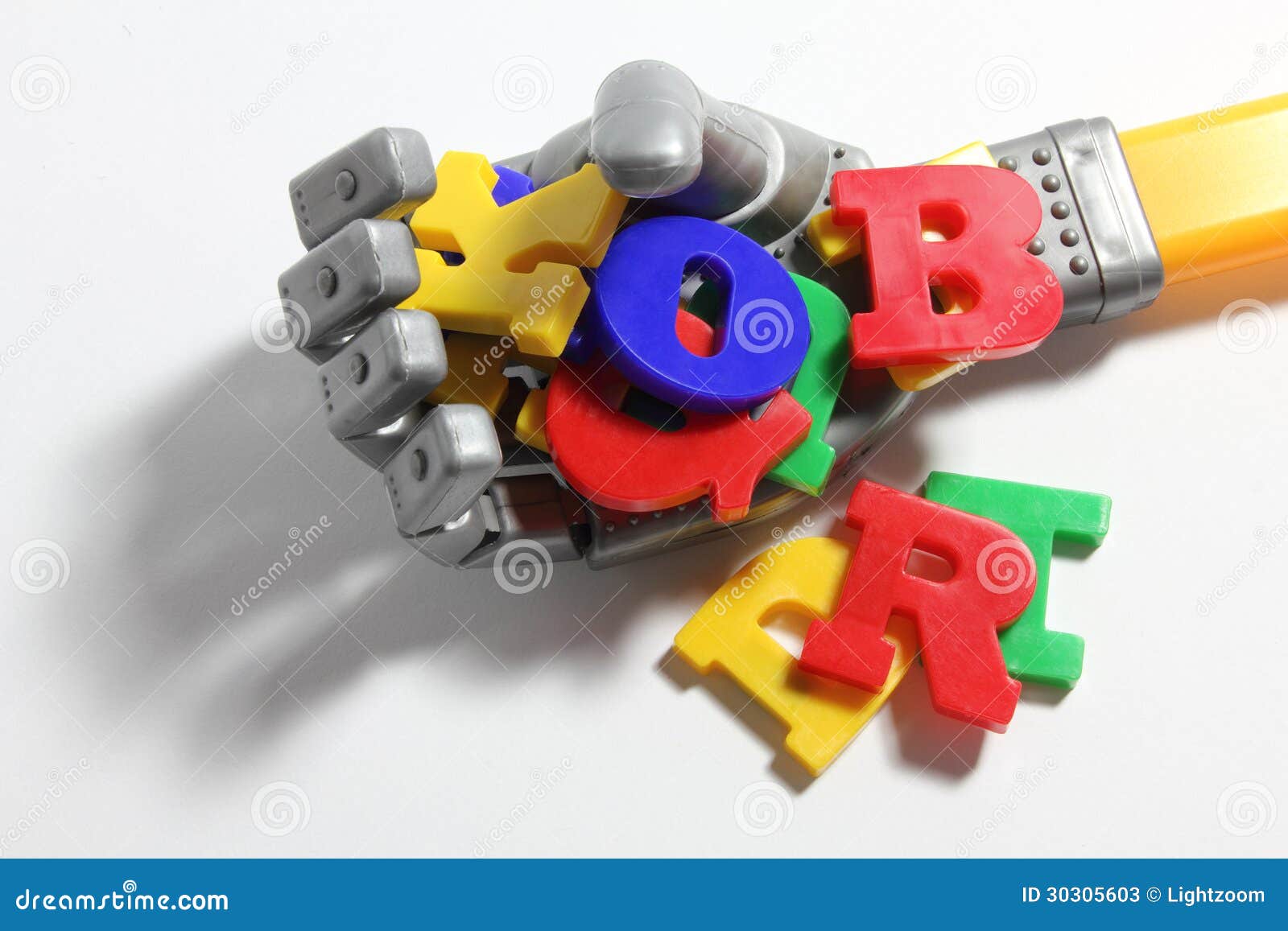 Robot Hand and Alphabets stock image. Image of educate - 30305603