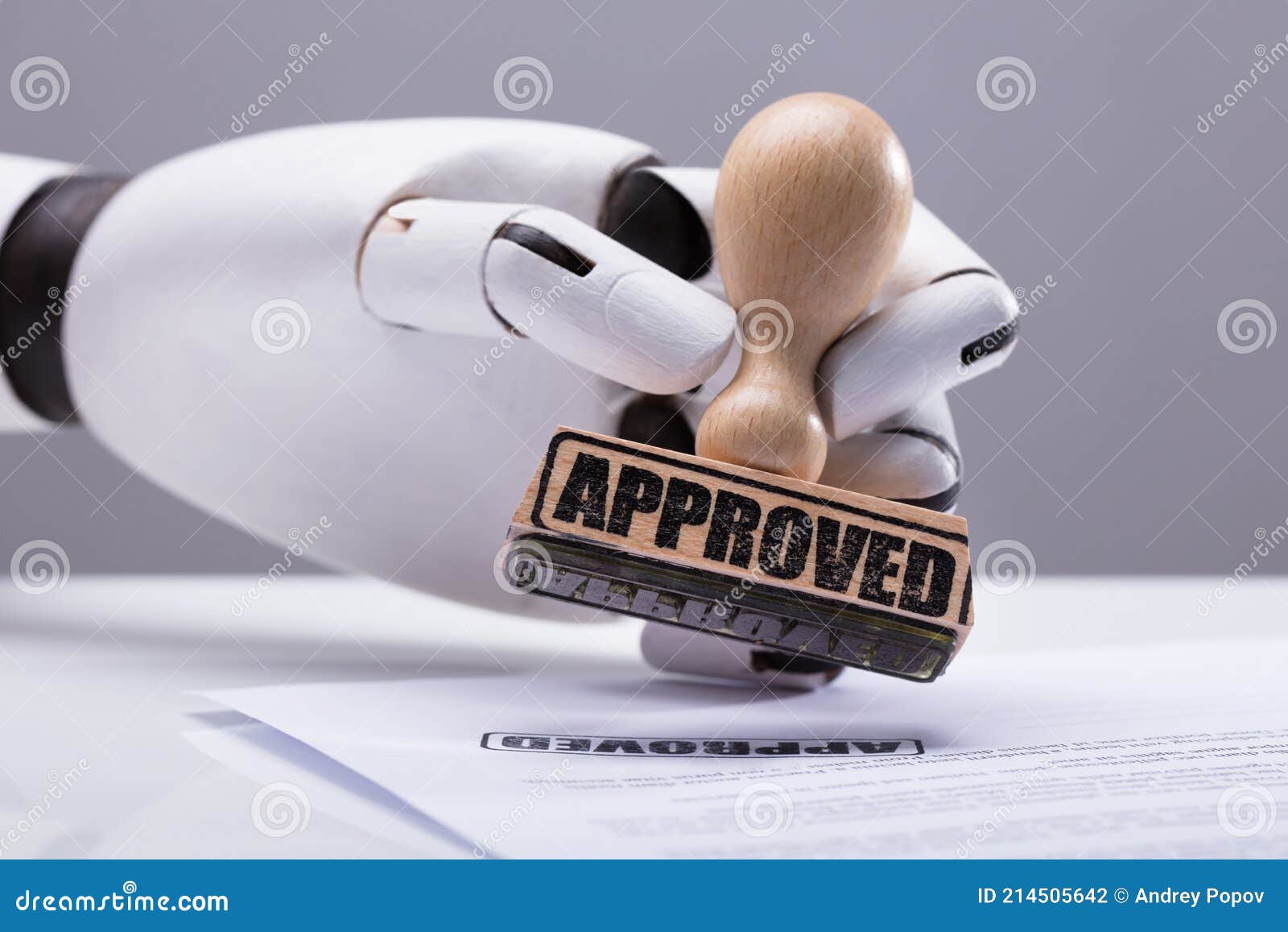 Robot Hand Approving Document Stock Photo - Image of approval, finance ...