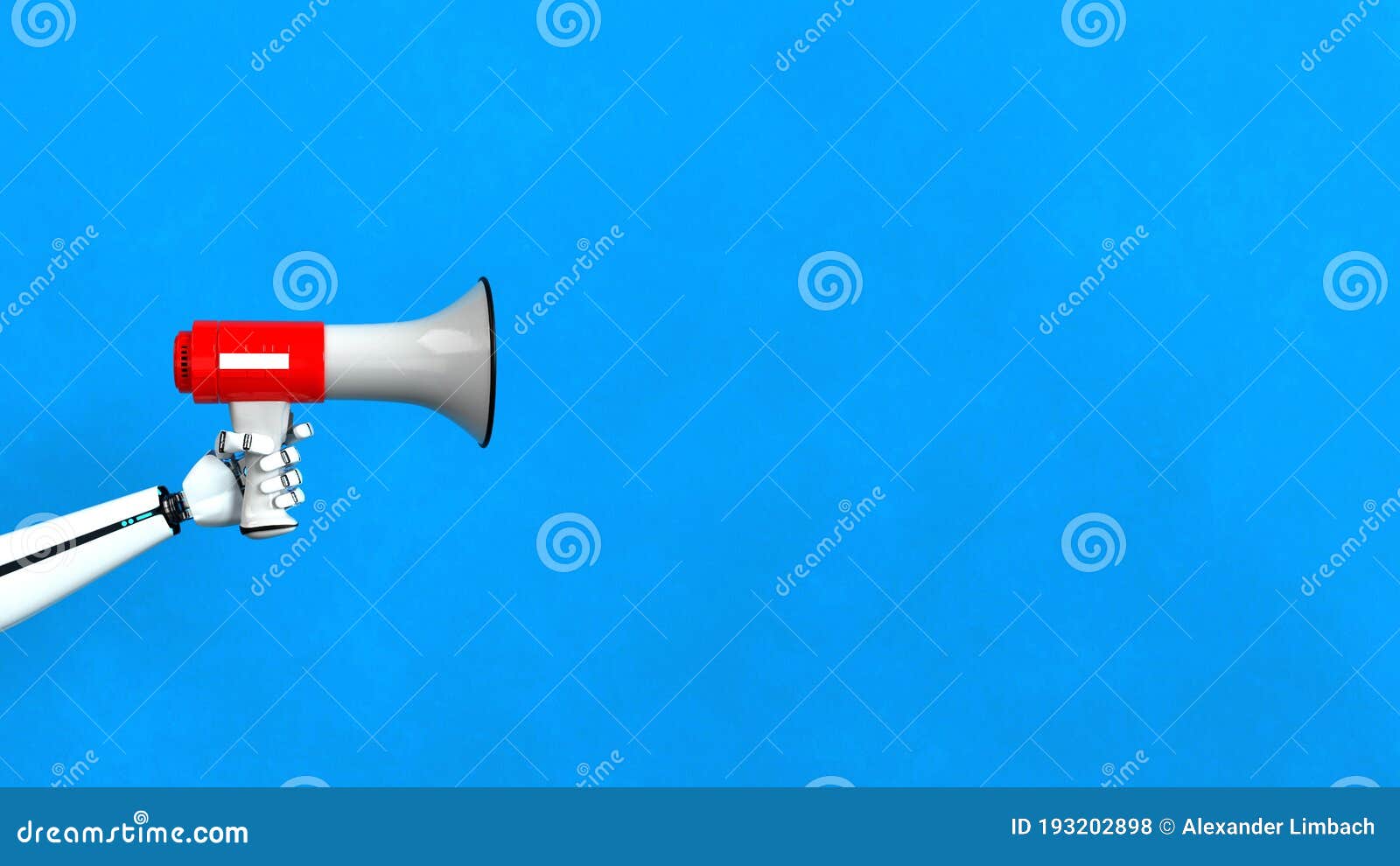 Hand With Bullhorn. Abstract Vector 3d Megaphone On Blue Background ...