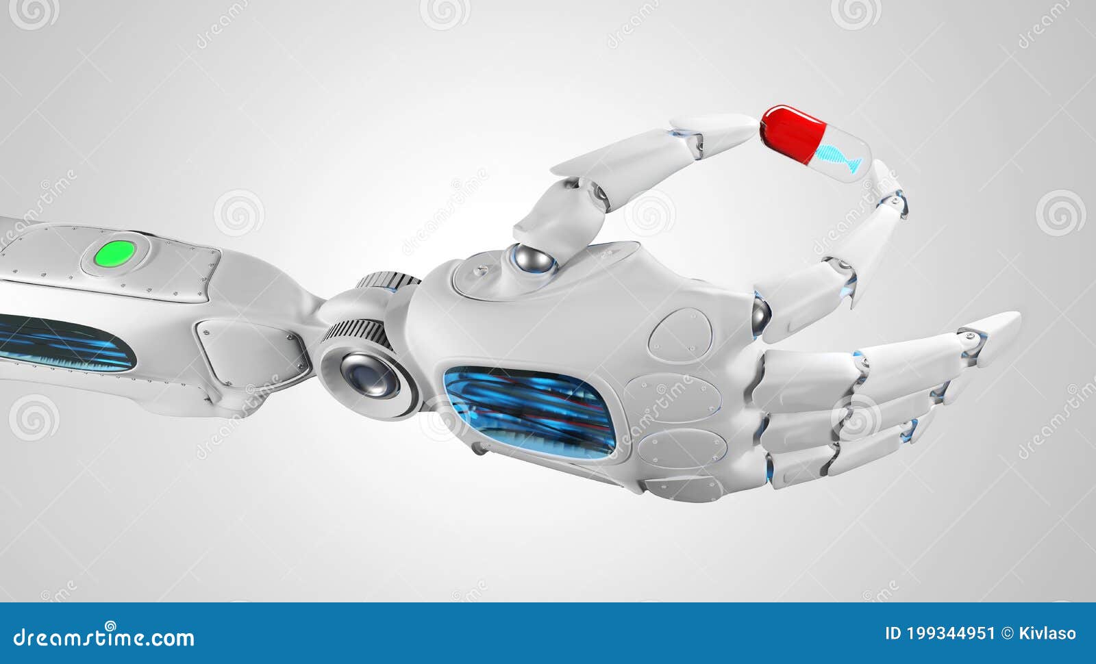 Robot Hand with Capsule Tablet Dna Stock Illustration - Illustration of ...
