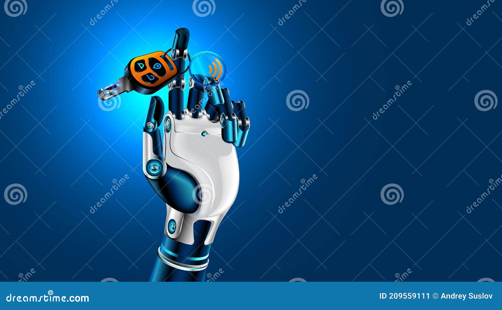 Robot Hand with Car Key. Symbol of Autonomous Car. Future Concept Stock ...