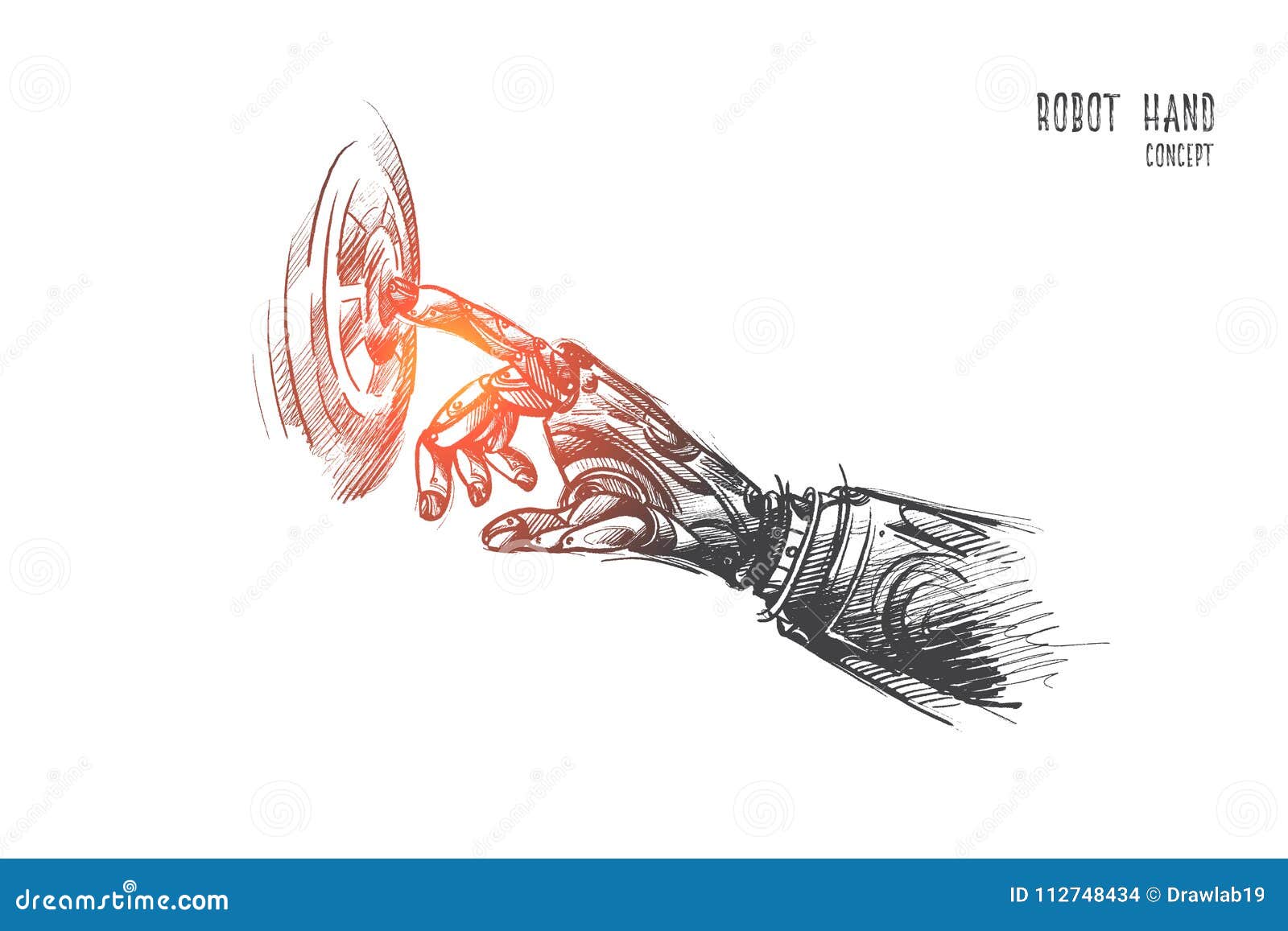Robot Hand Concept. Hand Drawn Vector. Stock Vector - Illustration of ...