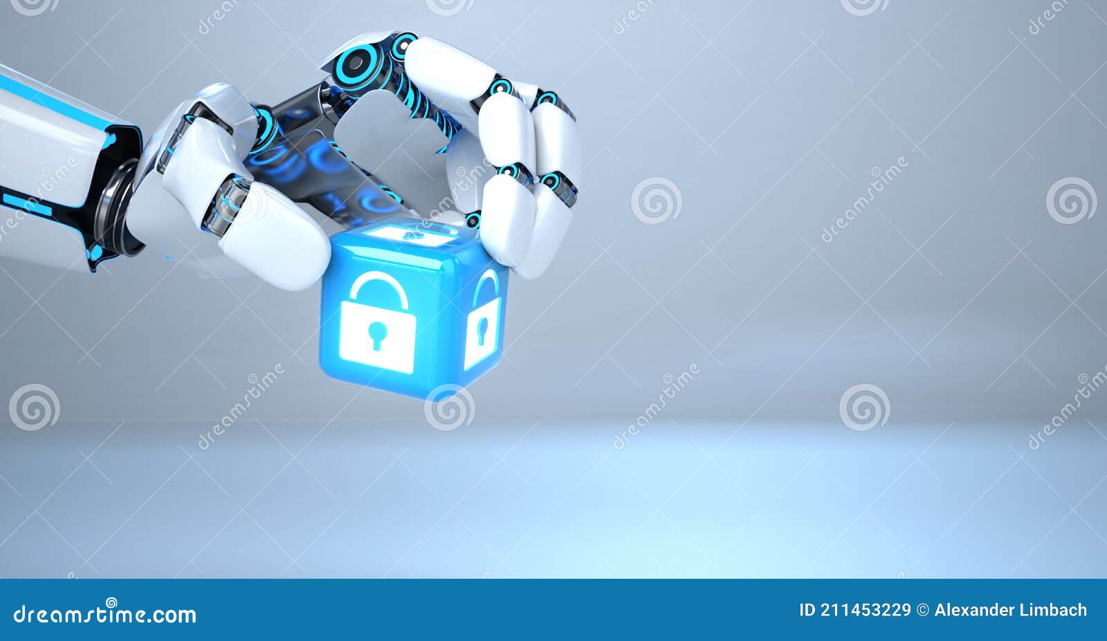 Robot Hand Cube DLock stock illustration. Illustration of crypto ...