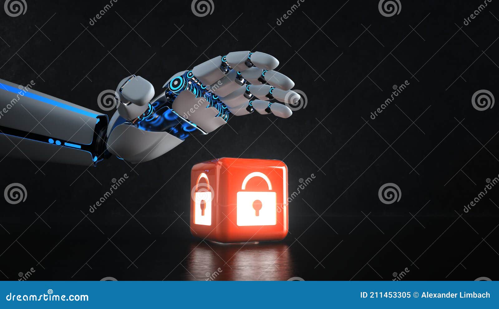 Robot Hand Cube DLock stock illustration. Illustration of digital ...