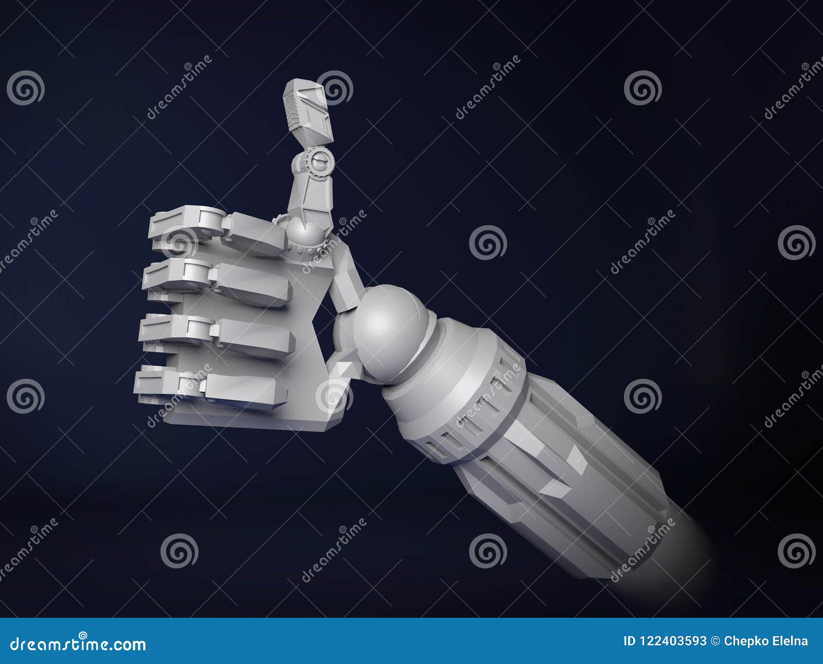 Robot Hand Doing Thumbs Up Gesture. 3D Rendering Stock Illustration ...