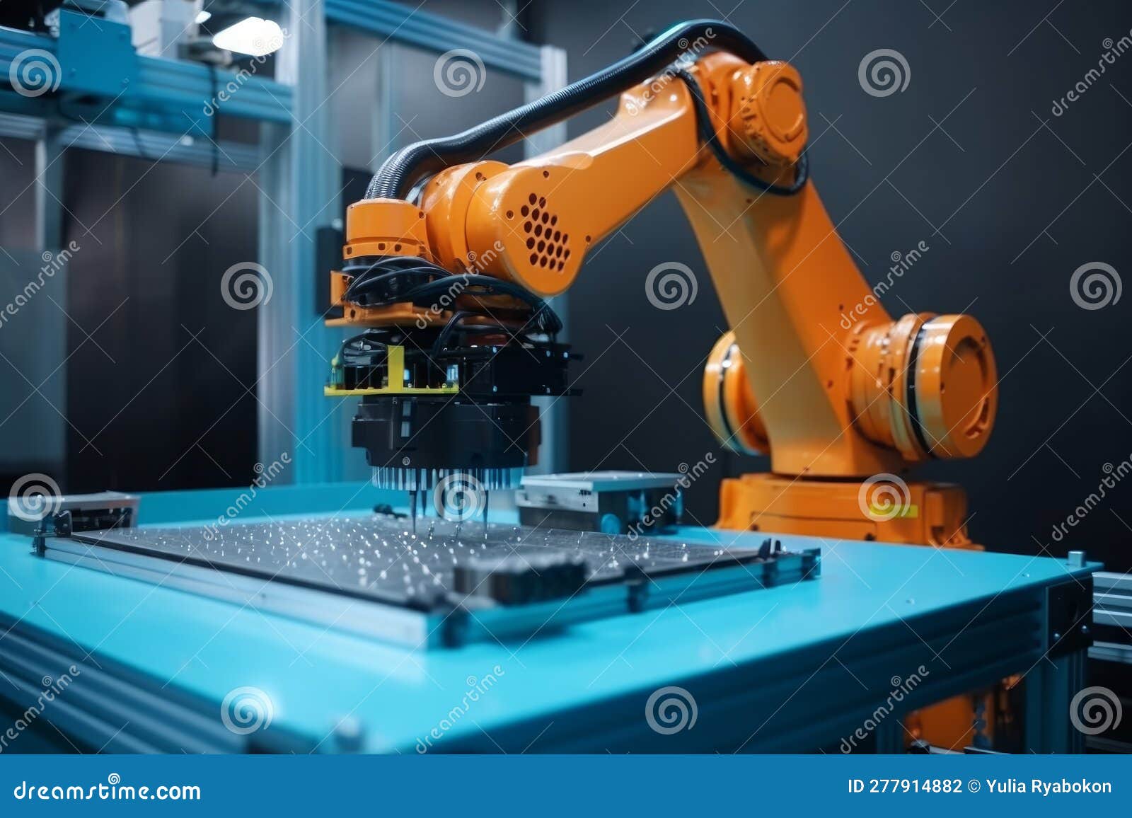 Robot Hand Factory. Generate Ai Stock Illustration - Illustration of ...
