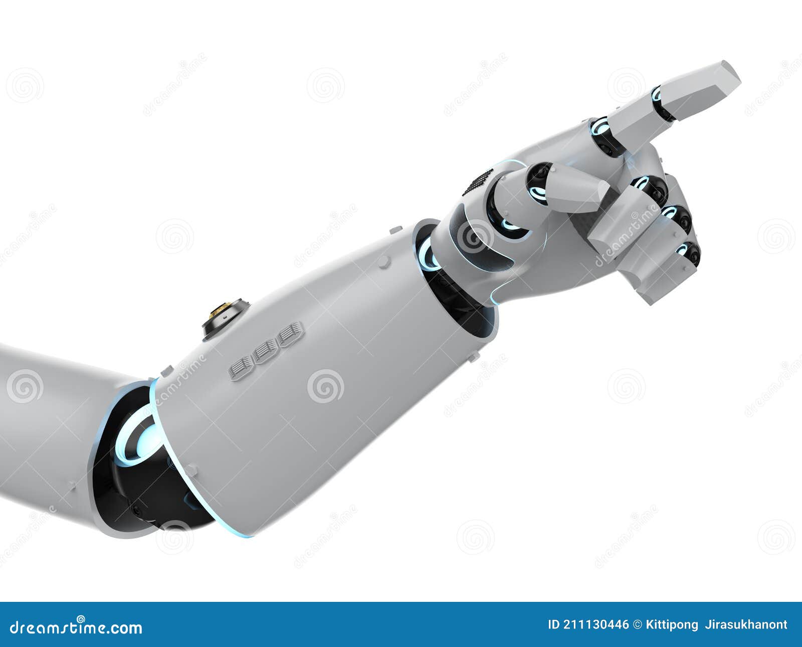 Robot Hand Finger Point Isolated on White Stock Illustration ...