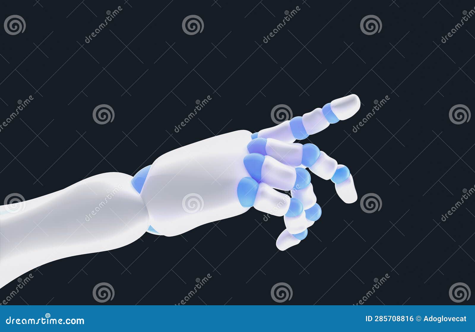 Robot Hand Finger Pointing on Black Isolated Background. Stock ...