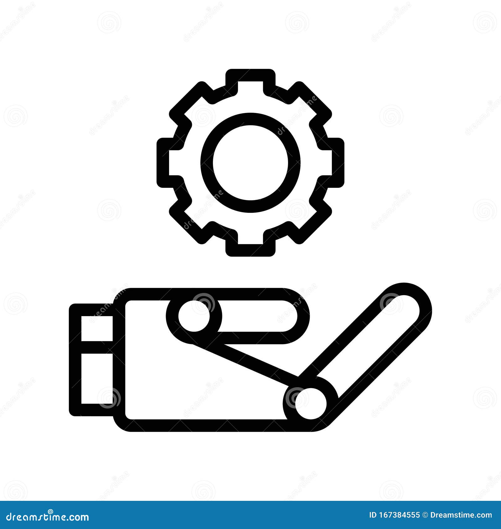 Robot Hand with Gear Vector, Robotics Related Line Design Icon Stock ...