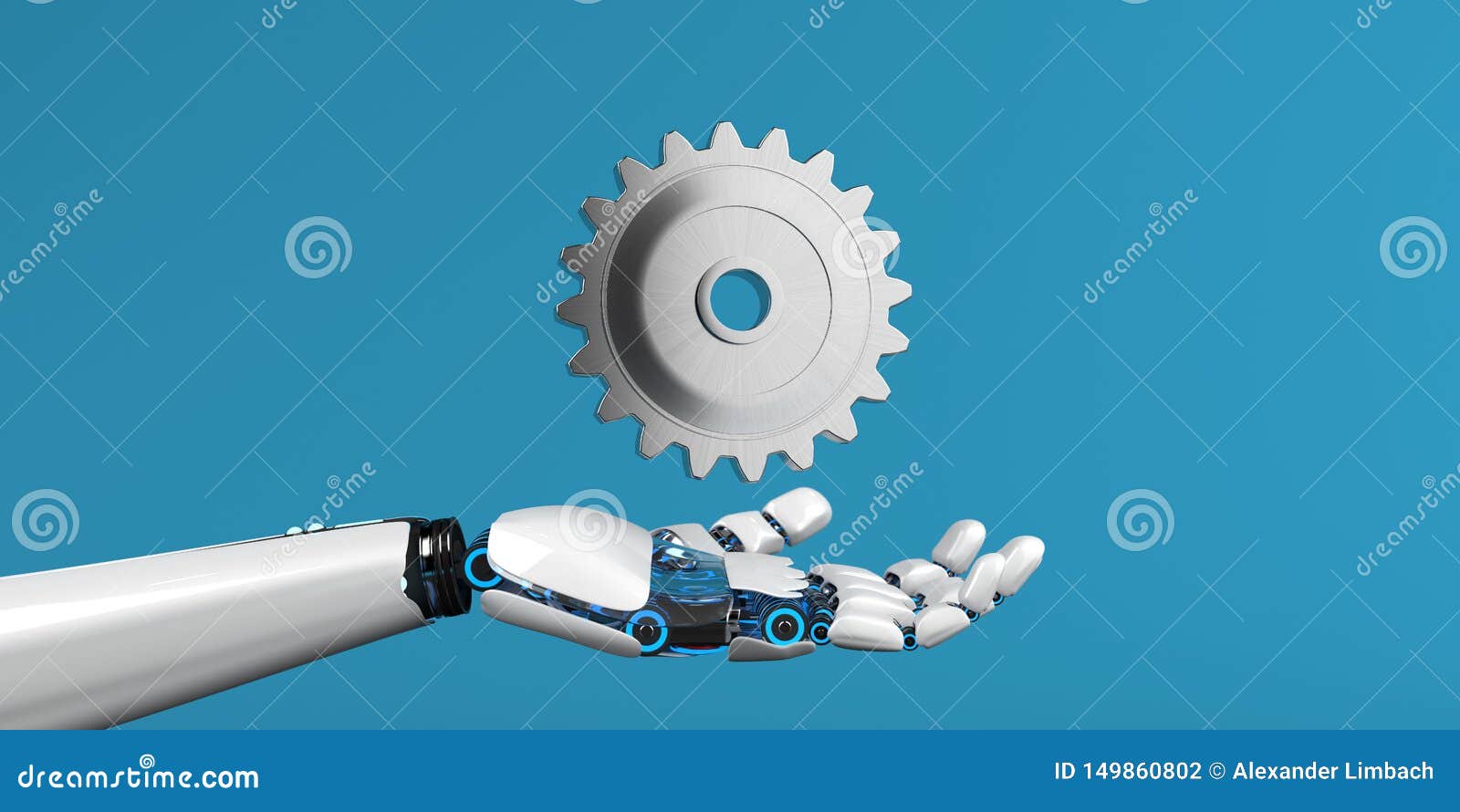 Robot Hand Gear Wheel stock illustration. Illustration of progress ...