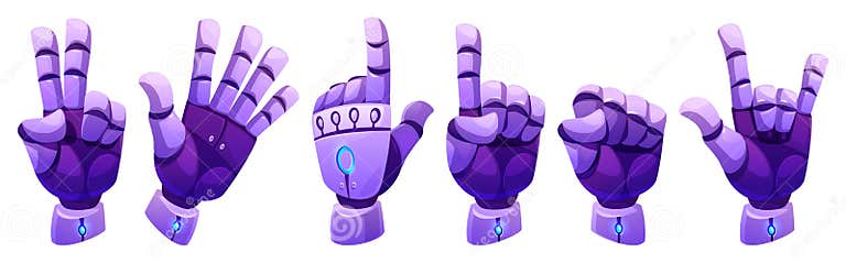 Robot hand gestures set stock illustration. Illustration of machine ...
