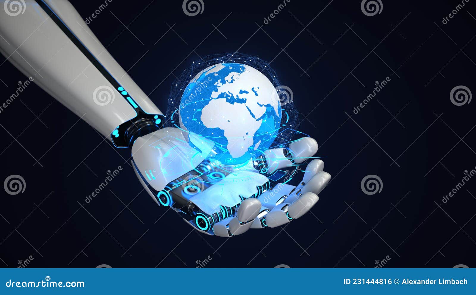 Robot Hand Global Networks stock illustration. Illustration of ...