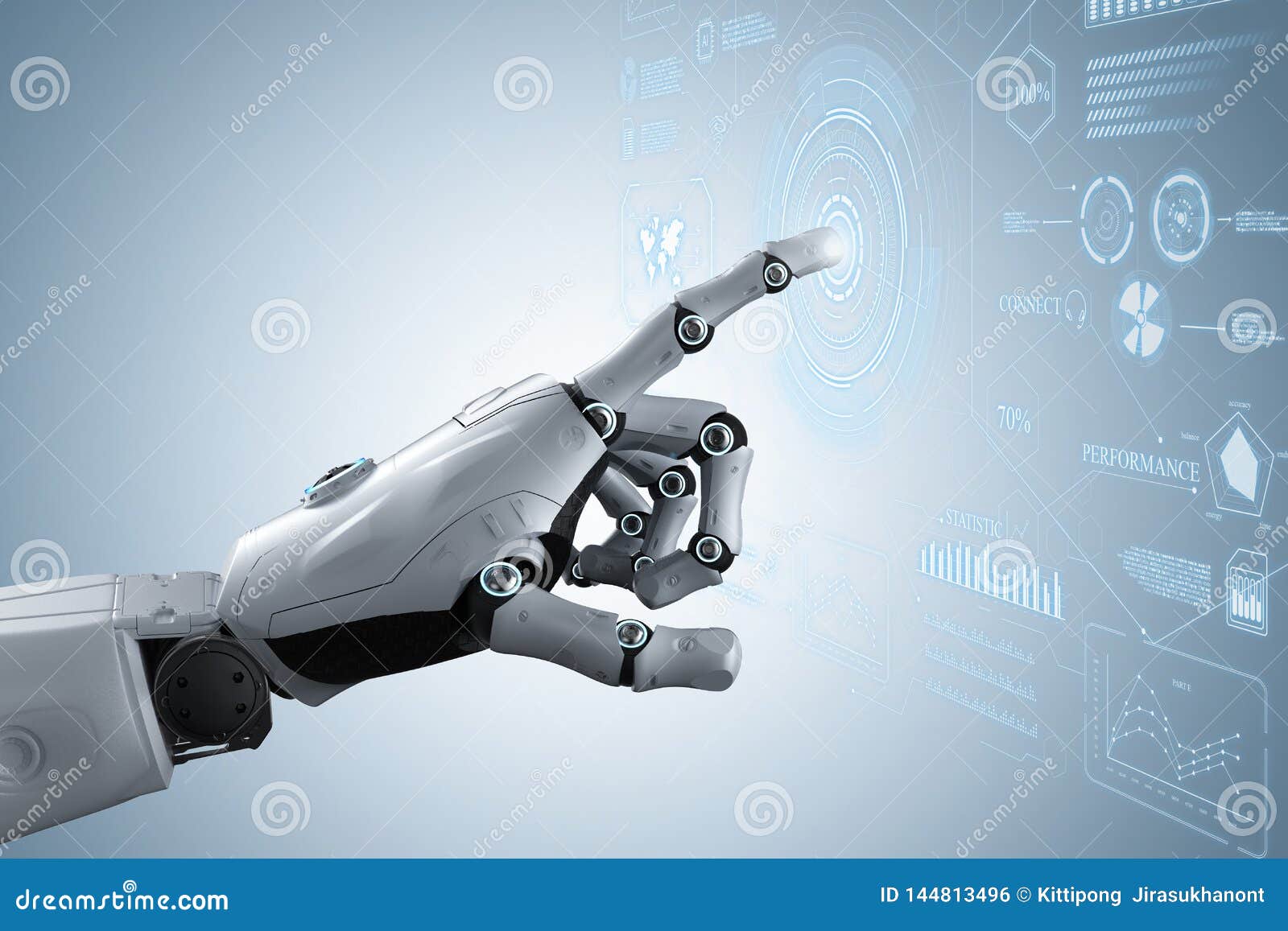 Robot Hand with Graphic Display Stock Illustration - Illustration of ...