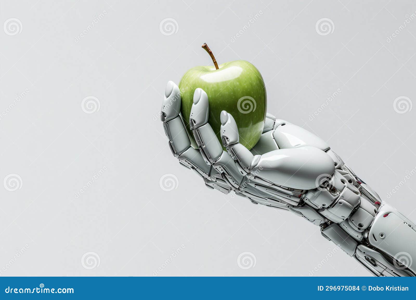 Robot Hand Hold Apple on White Stock Illustration - Illustration of ...