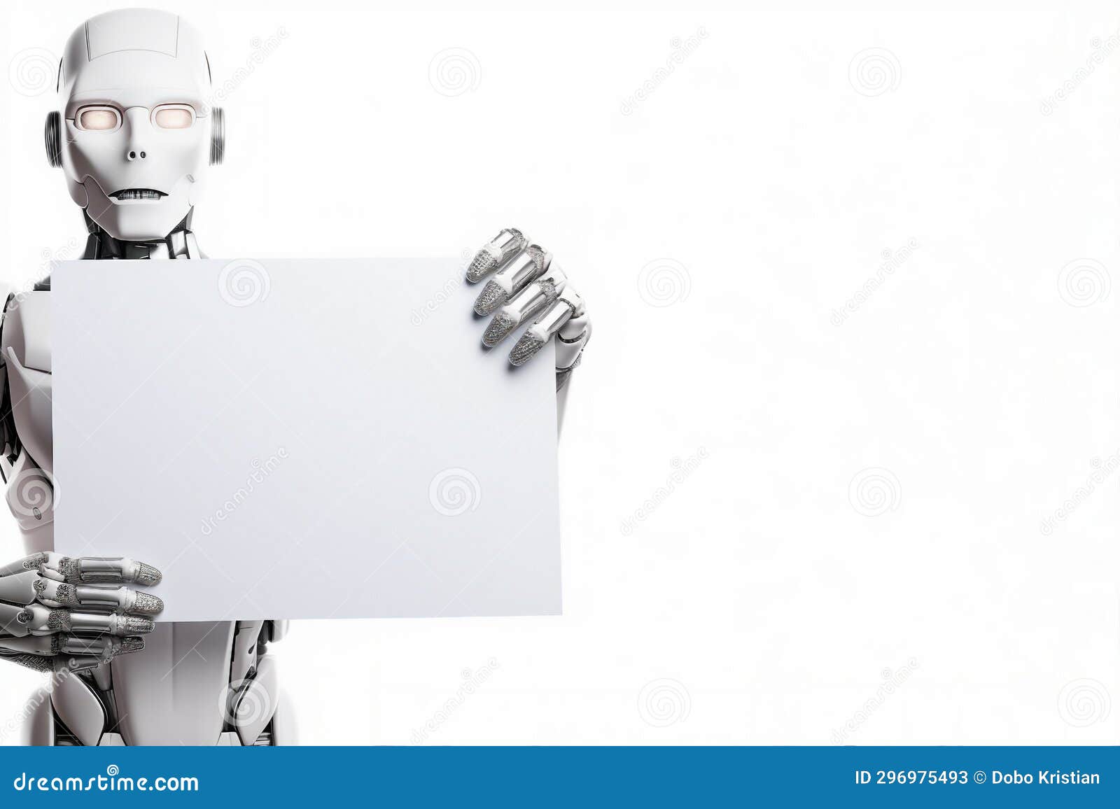 Robot Hand Hold Blank Paper Stock Illustration - Illustration of ...