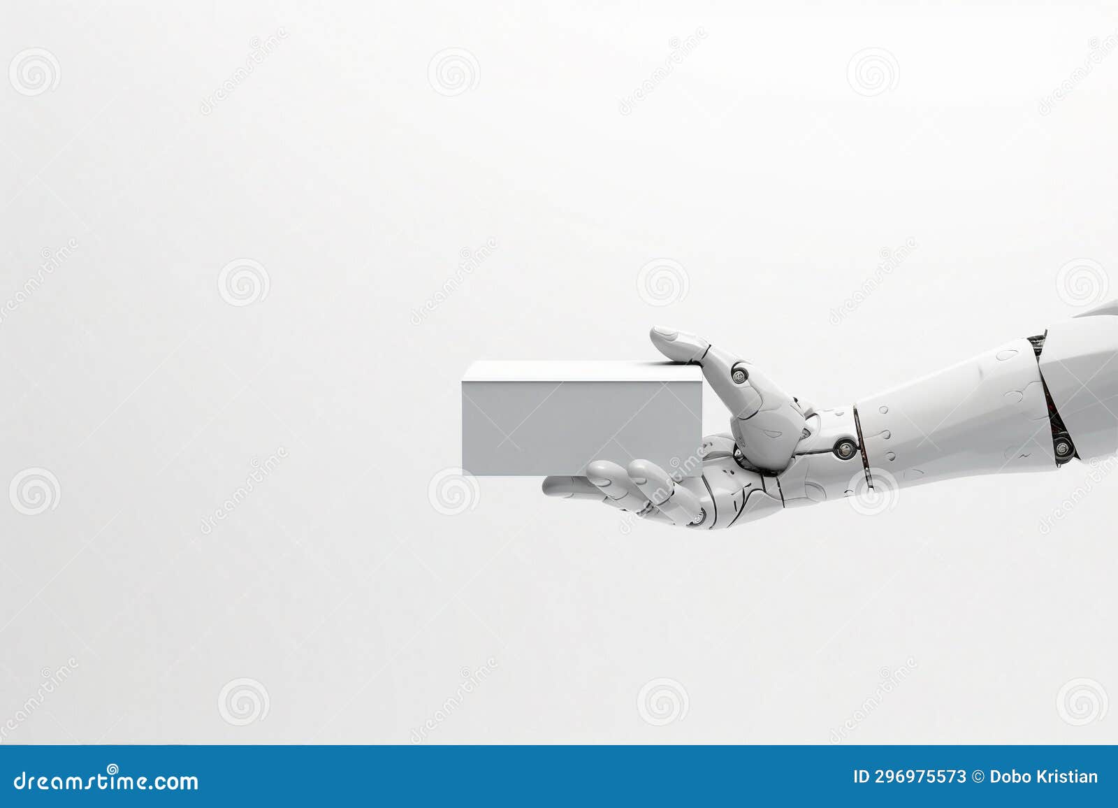 Robot hand hold white box stock illustration. Illustration of isolated ...