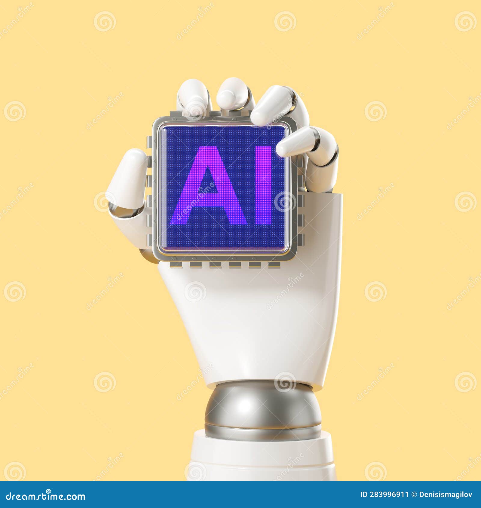Robot hand holding AI chip stock illustration. Illustration of ...