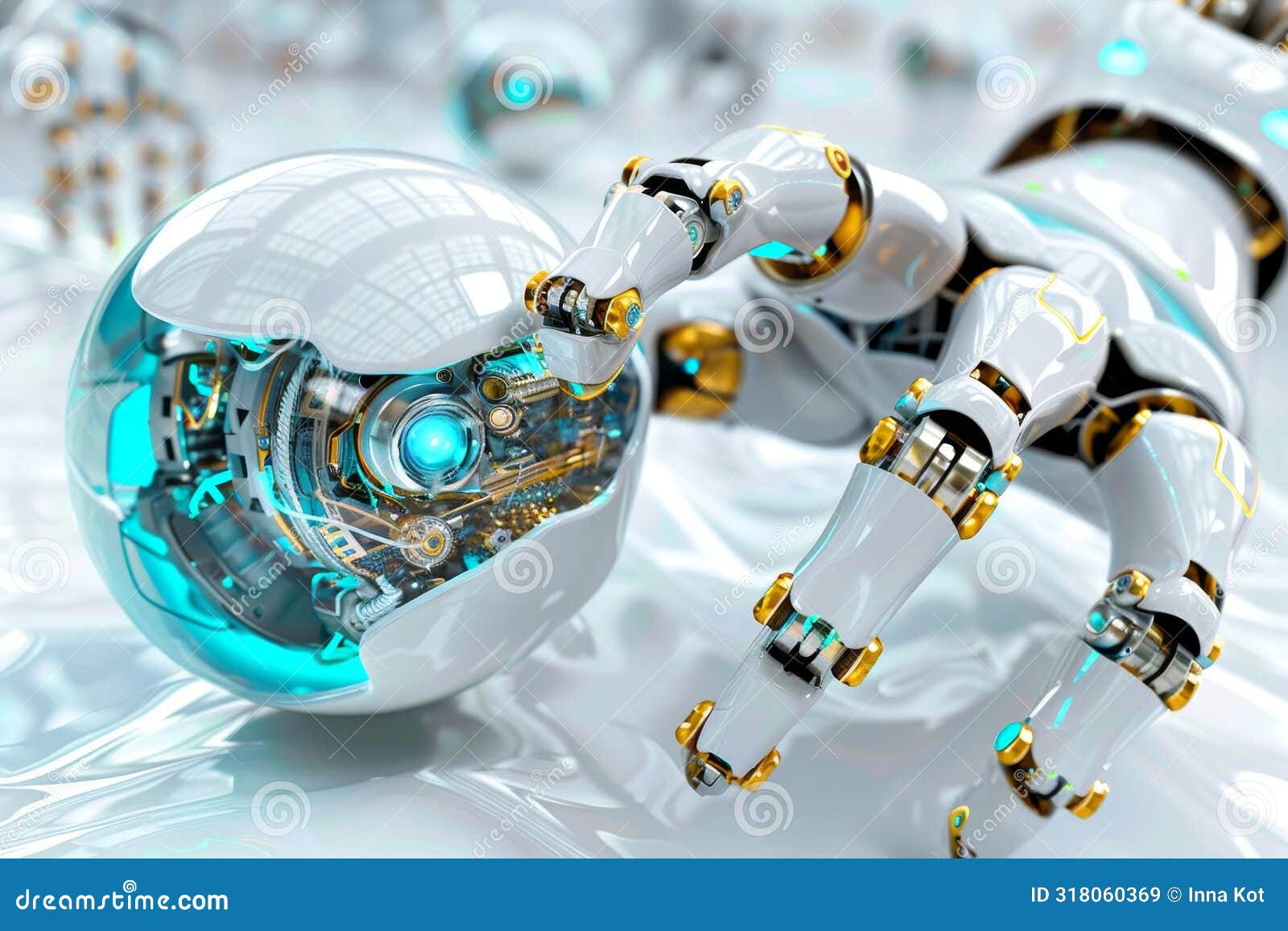 Robot Hand Holding Artificial Intelligence Sphere for Advanced ...