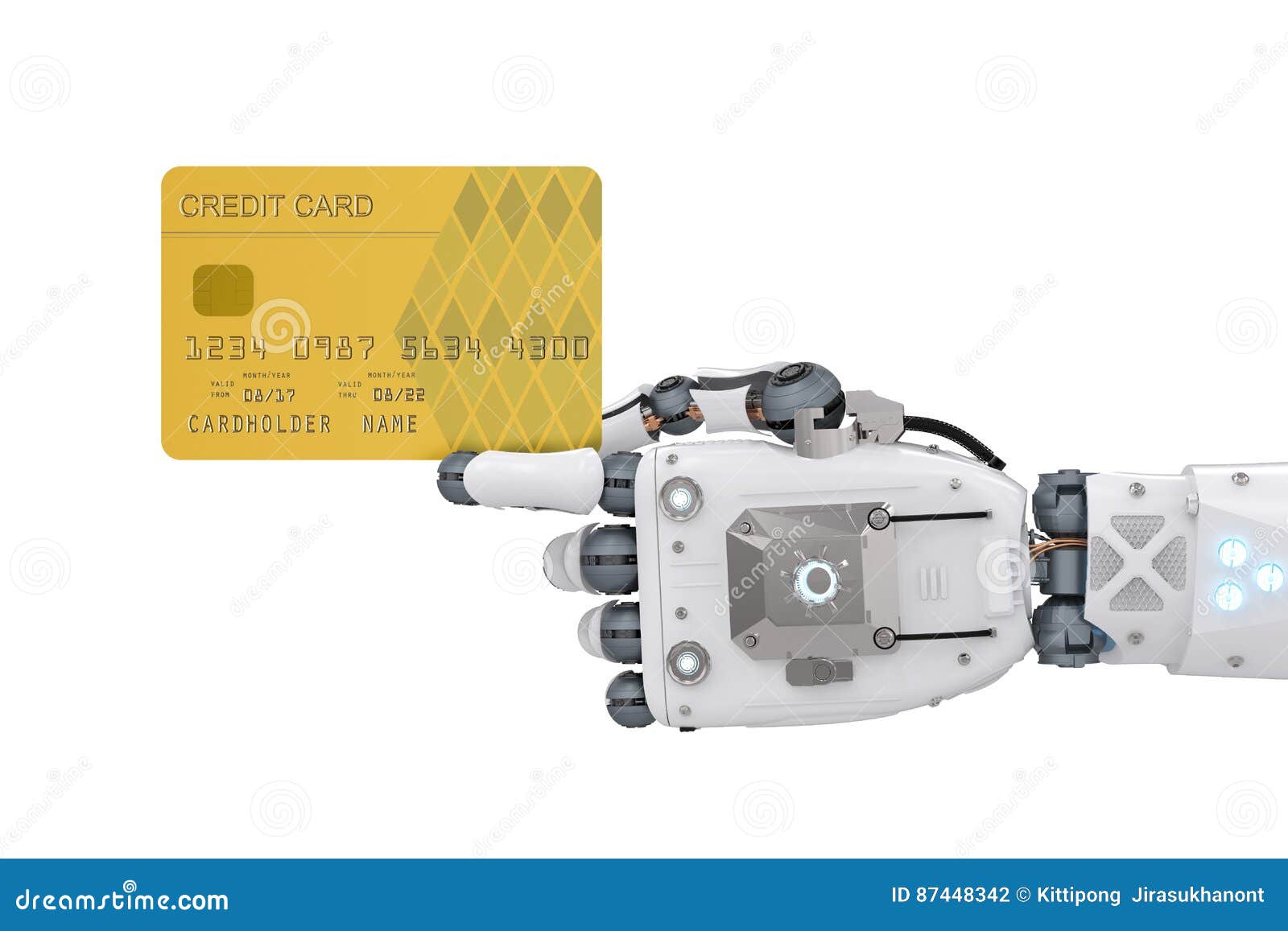 Robot Hand Holding Credit Card Stock Illustration - Illustration of ...