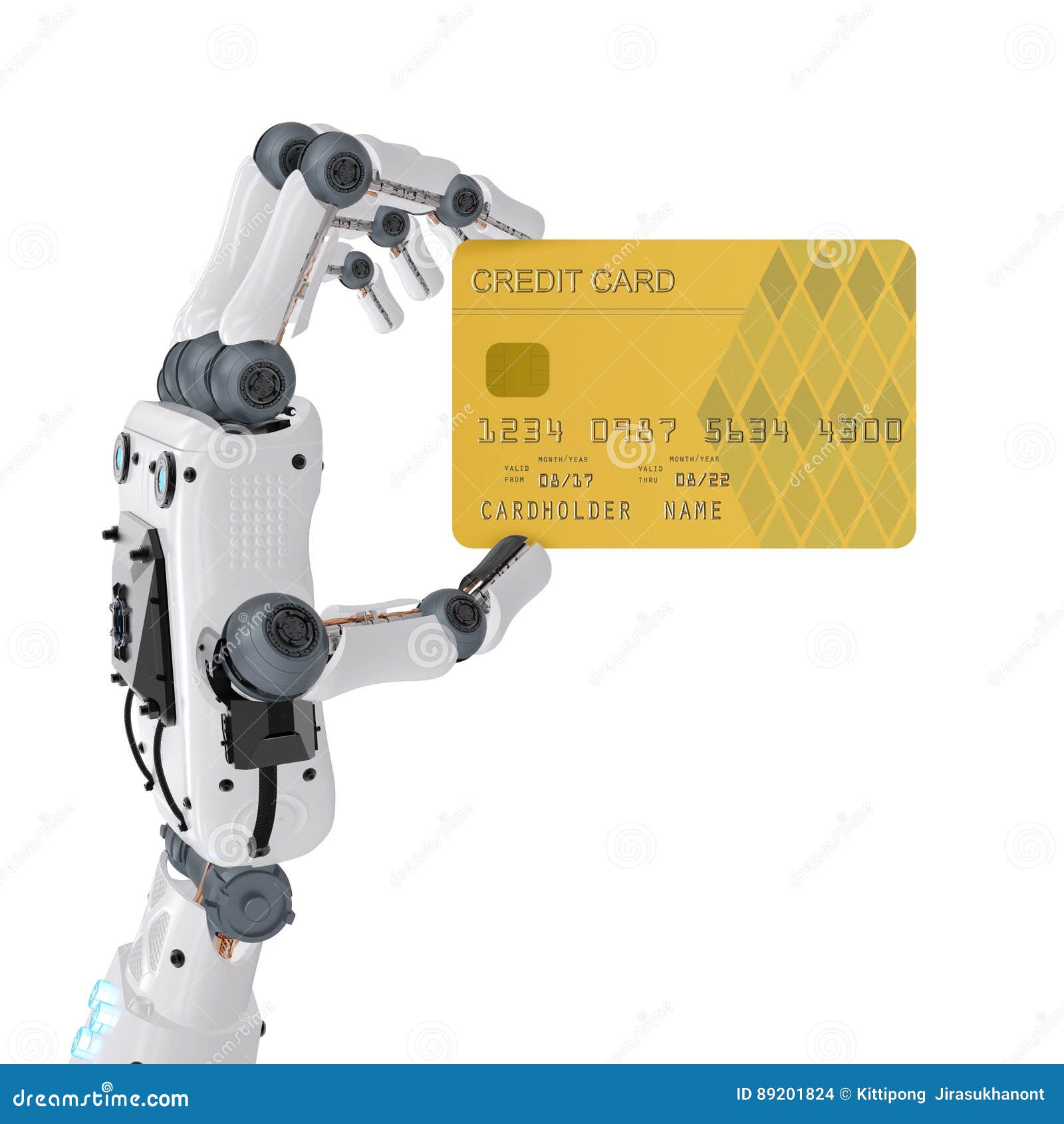 Robot Hand Holding Credit Card Stock Illustration - Illustration of ...