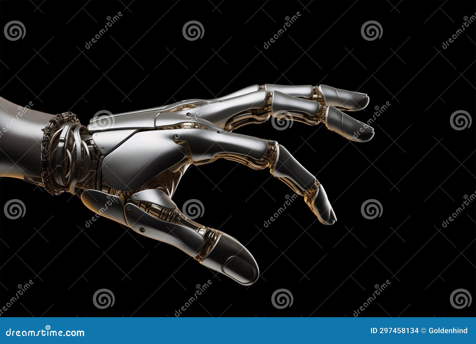 Robot Hand Holding Gesture on Black Background Stock Photo - Image of ...