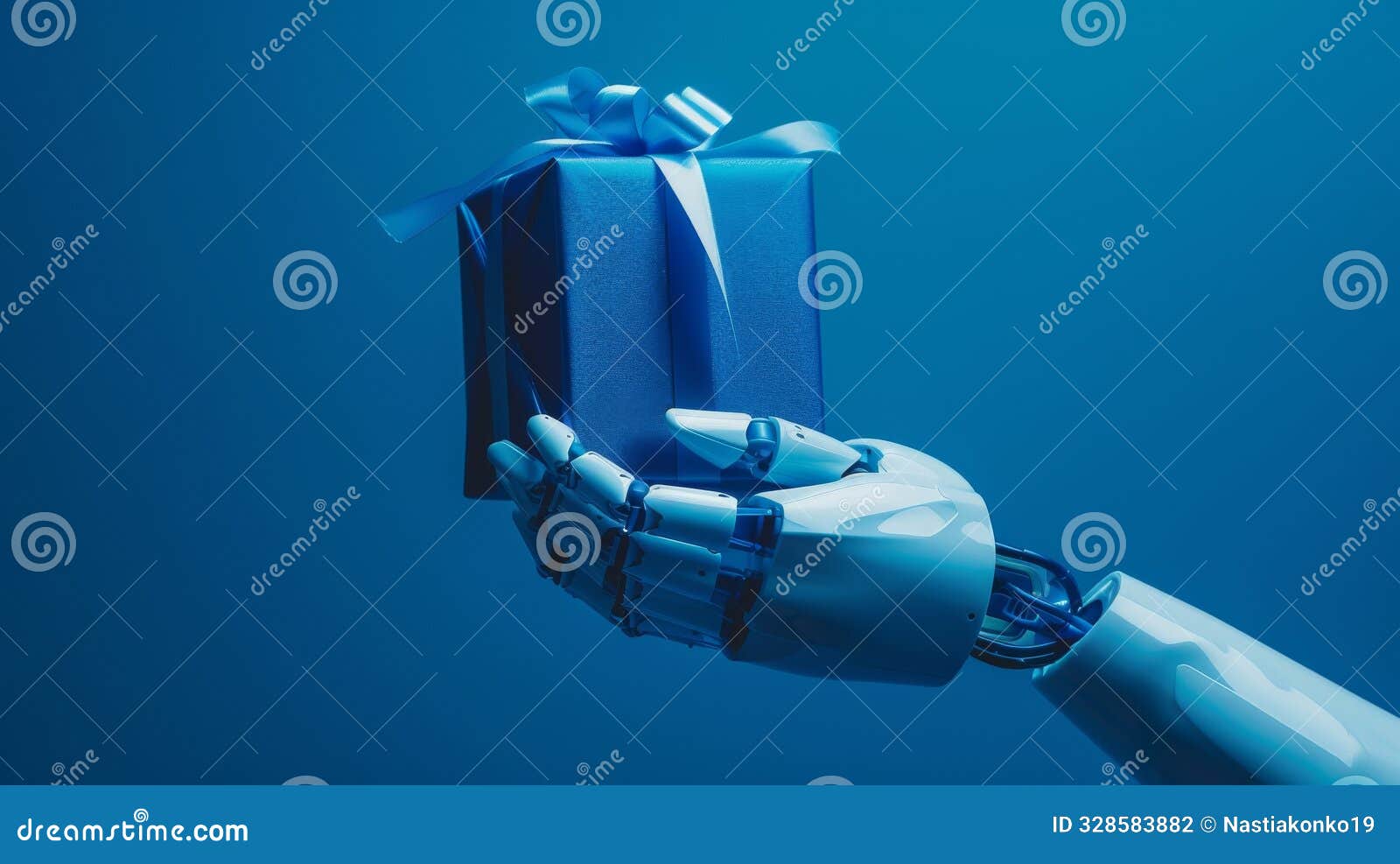 Robot Hand Holding a Gift Box, Futuristic and Technology Concept Stock ...