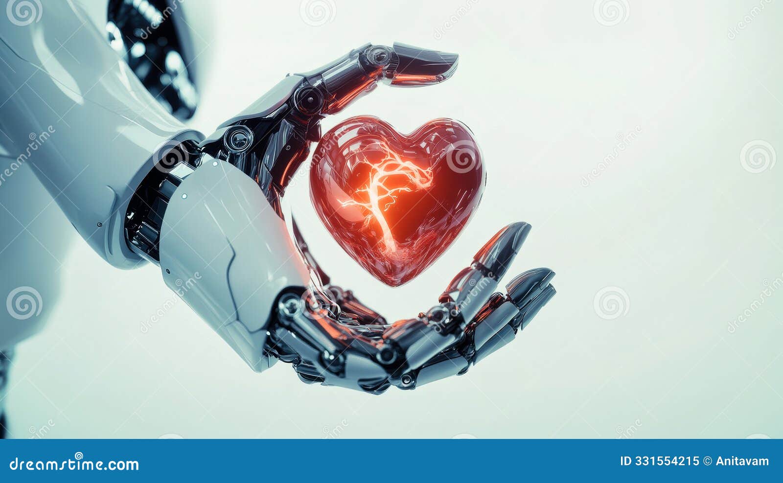 Robot Hand Holding a Glowing Heart Symbol, Representing Artificial ...