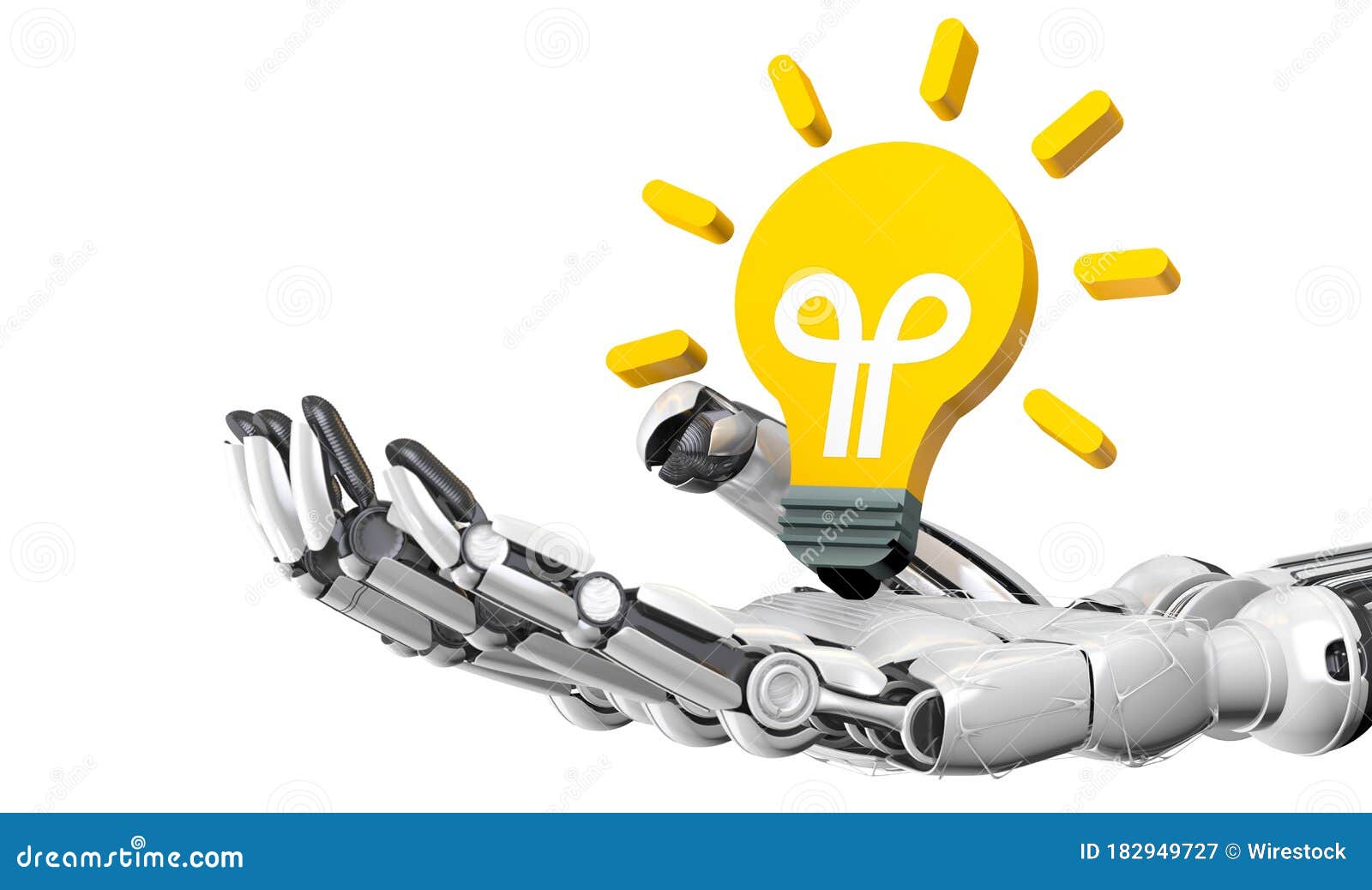 Robot Hand Holding a Light Bulb-concept of Idea Stock Illustration ...