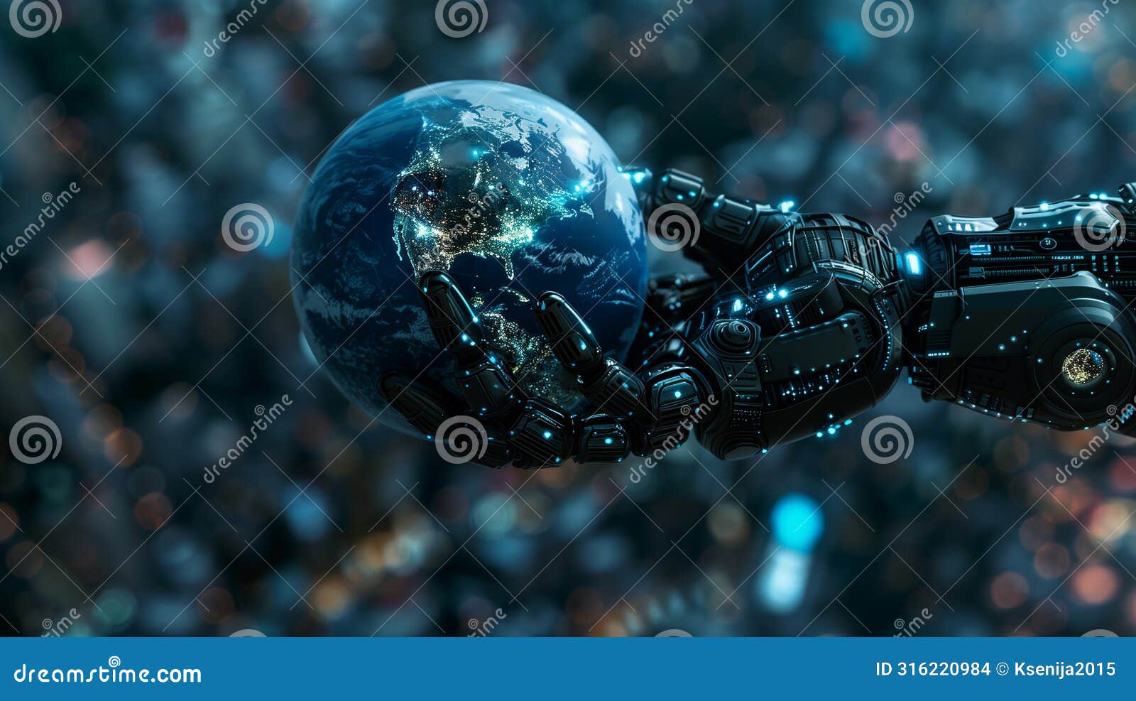 Robot Hand Holding Planet Earth Stock Illustration - Illustration of ...