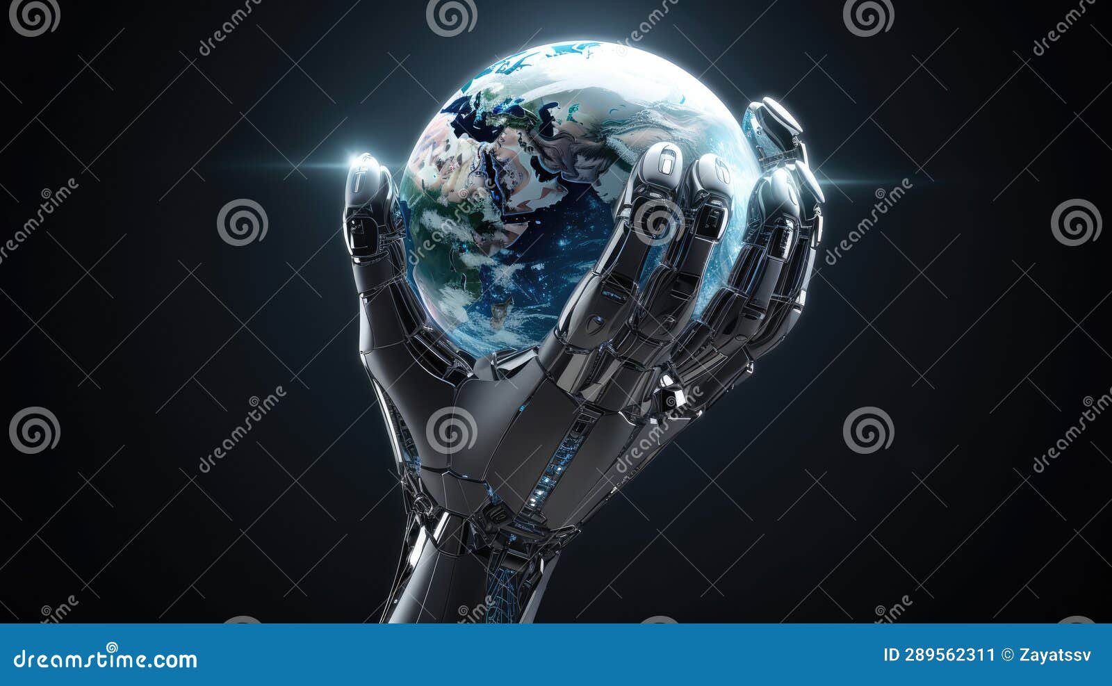 Robot Hand Holding Planet Earth, Planet Safe Concept Stock Image ...