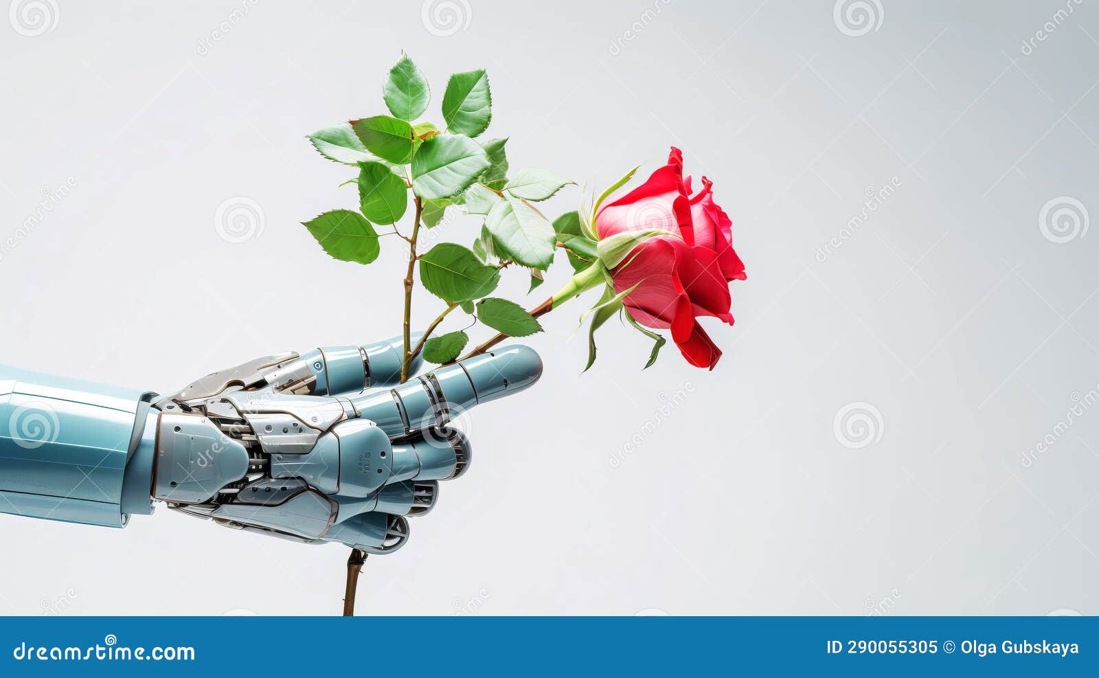 Robot Hand Holding a Rose. AI Generated. Stock Image - Image of ...
