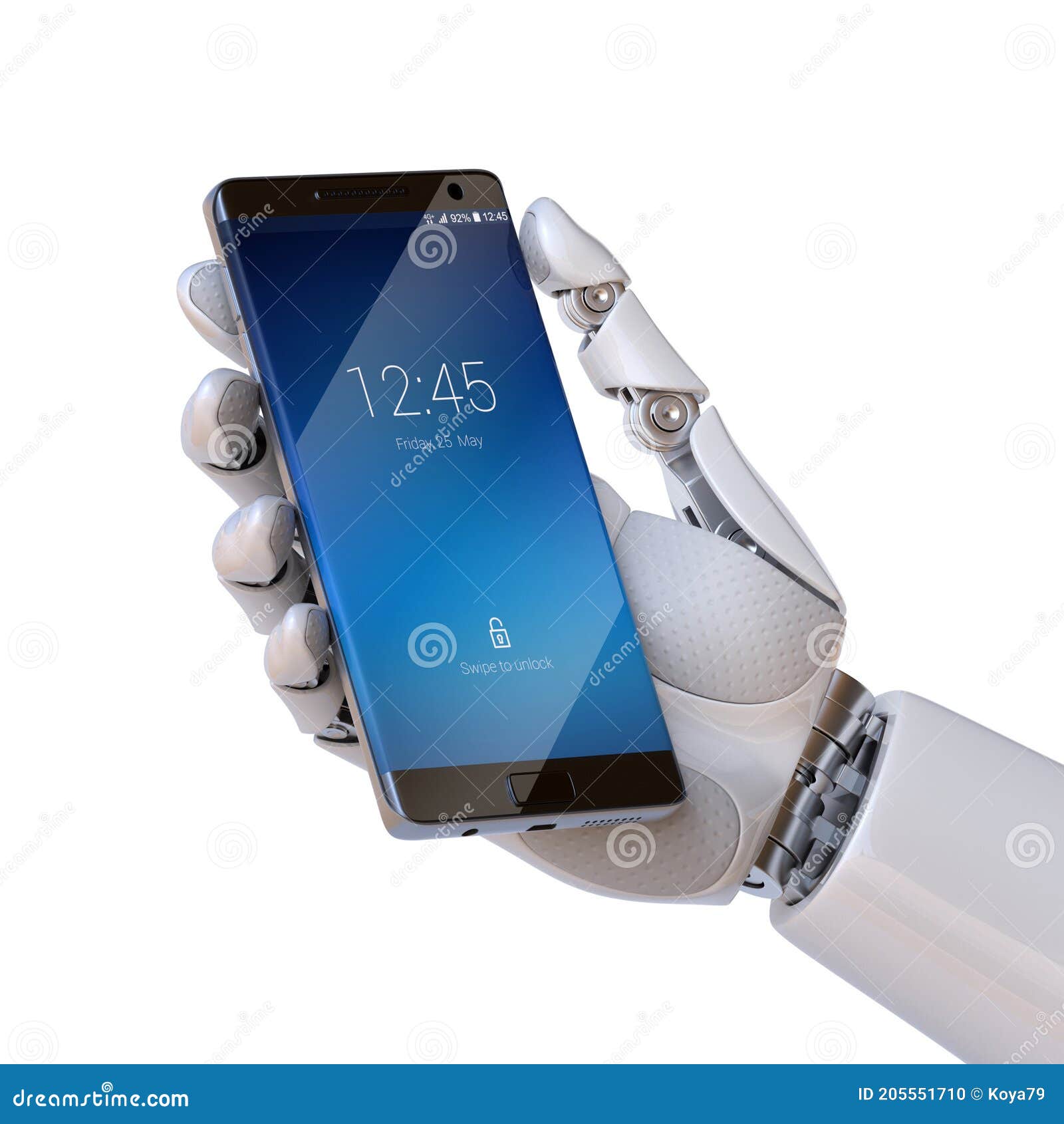 Robot Hand Holding Smart Phone 3d Rendering Stock Illustration ...