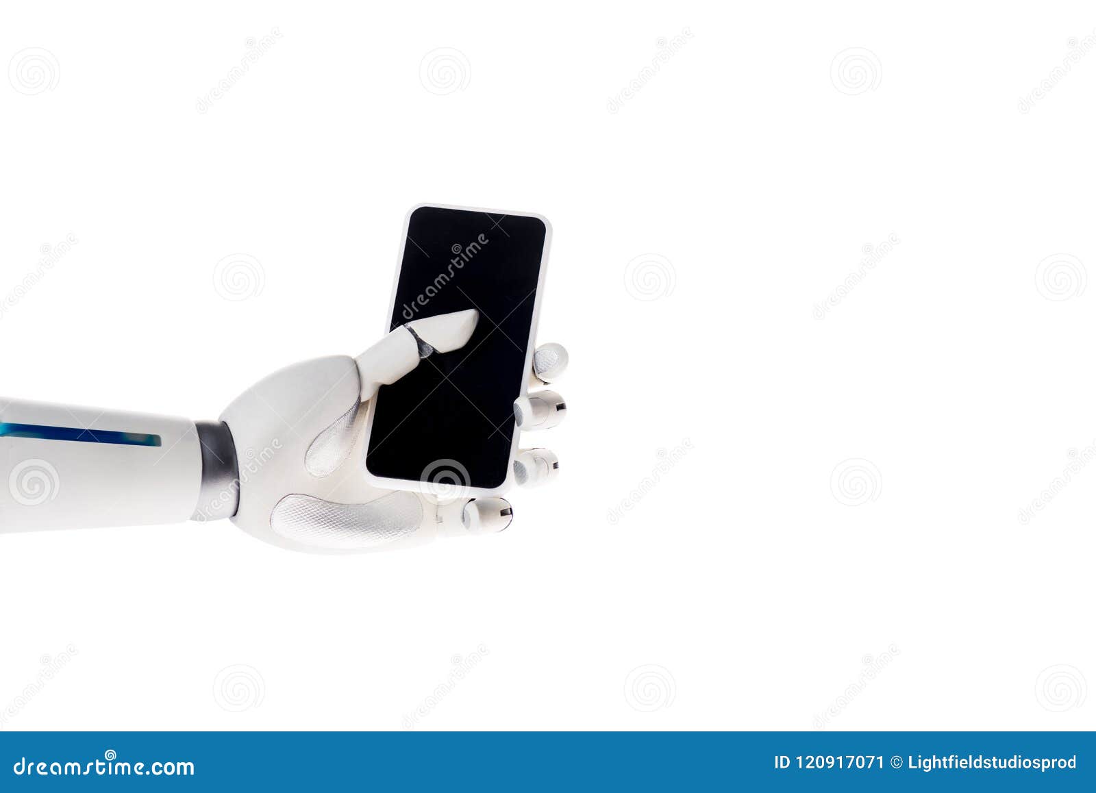 Robot Hand Holding Smartphone Stock Image - Image of studio ...