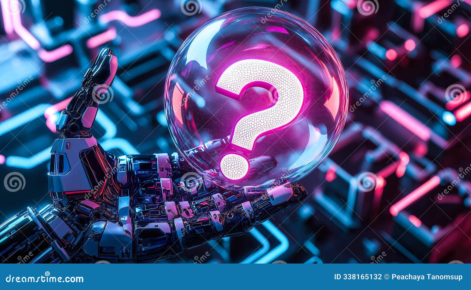 A Robot Hand Holds a Glowing Question Mark. Generative Ai Stock ...