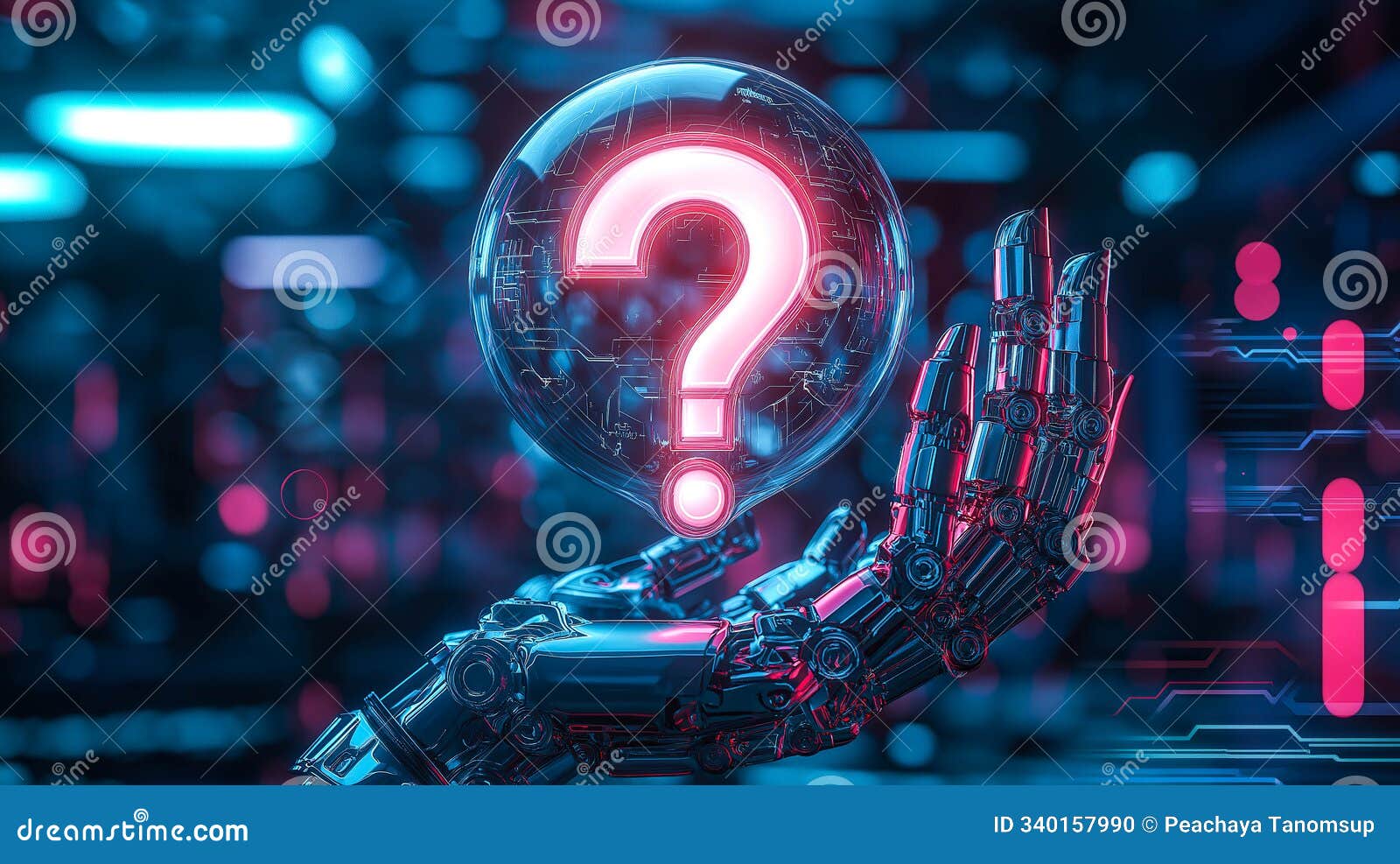 A Robot Hand Holds a Glowing Question Mark. Generative Ai Stock ...