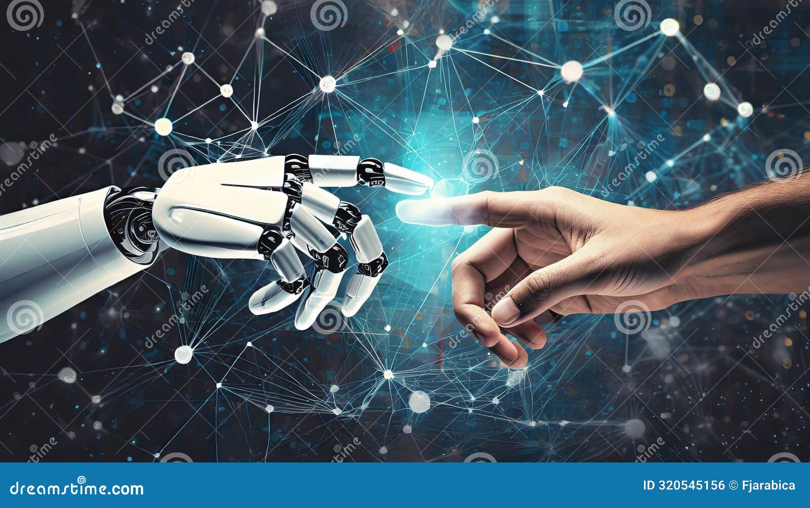 Robot Hand and Human Hand Touching Stock Illustration - Illustration of ...