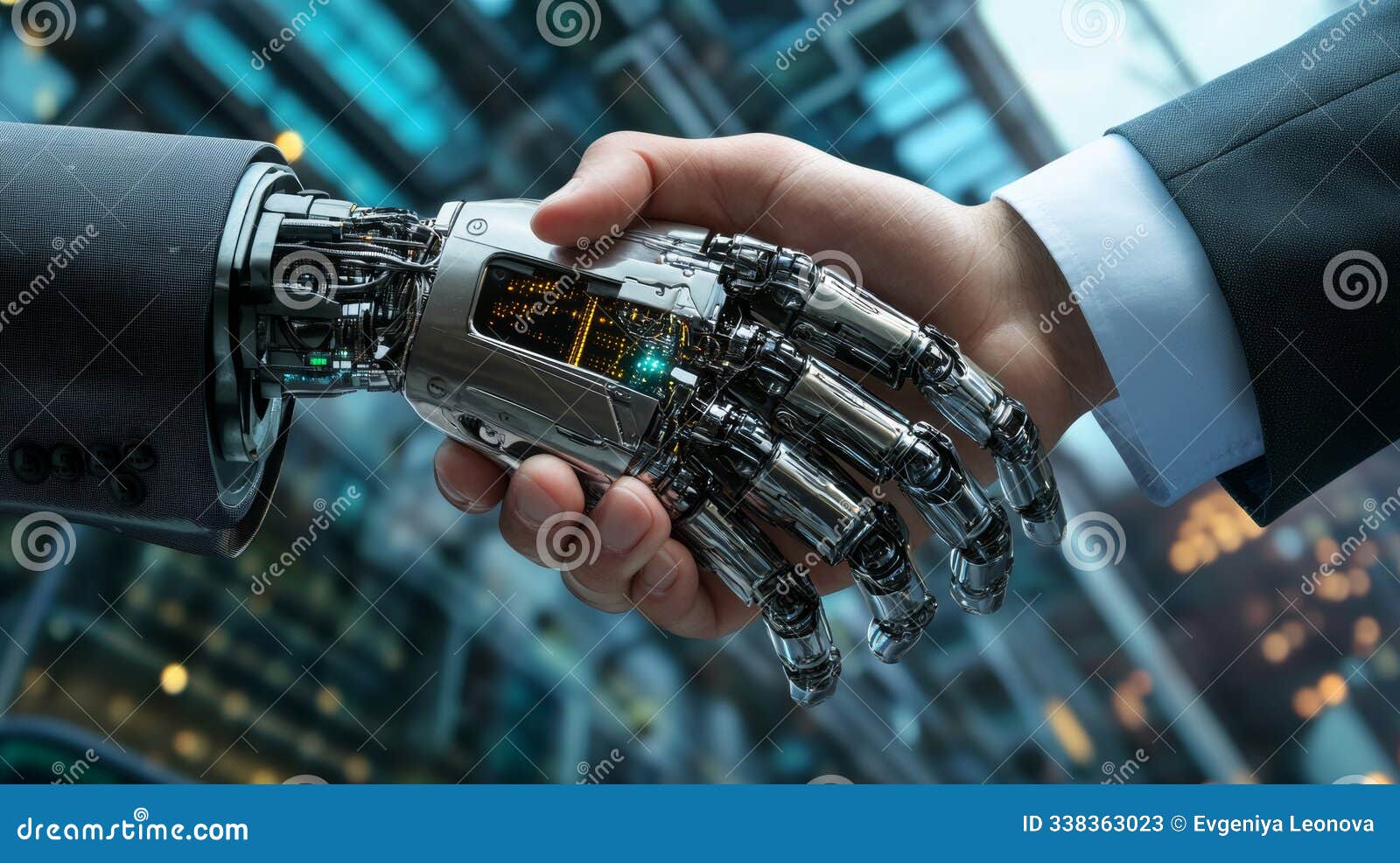 Robot Hand and Human Shake a Symbol of Future Collaboration in Ai and ...