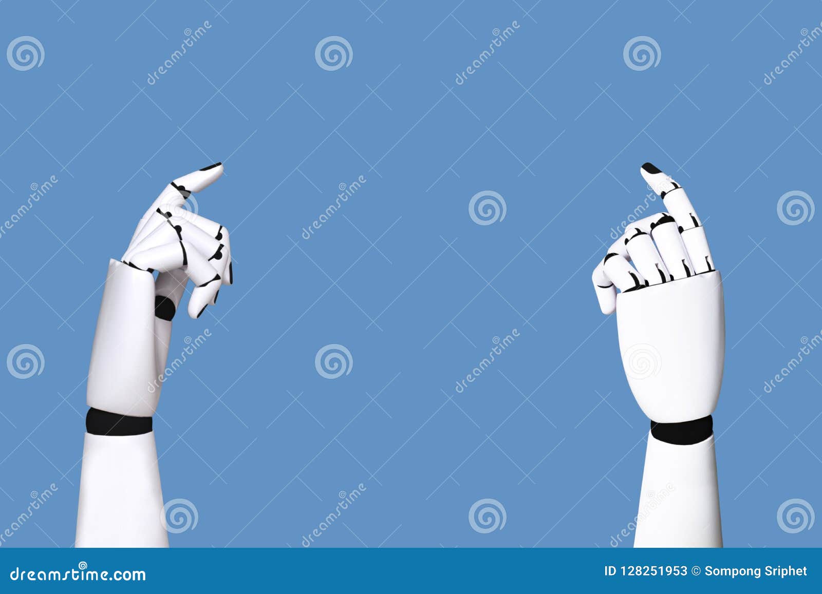 Robot Hand Industry and Robotic Concept Technology 4.0 on Vintage Blue ...